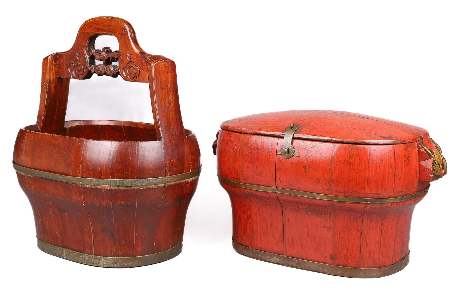 (2) Chinese Wood Buckets