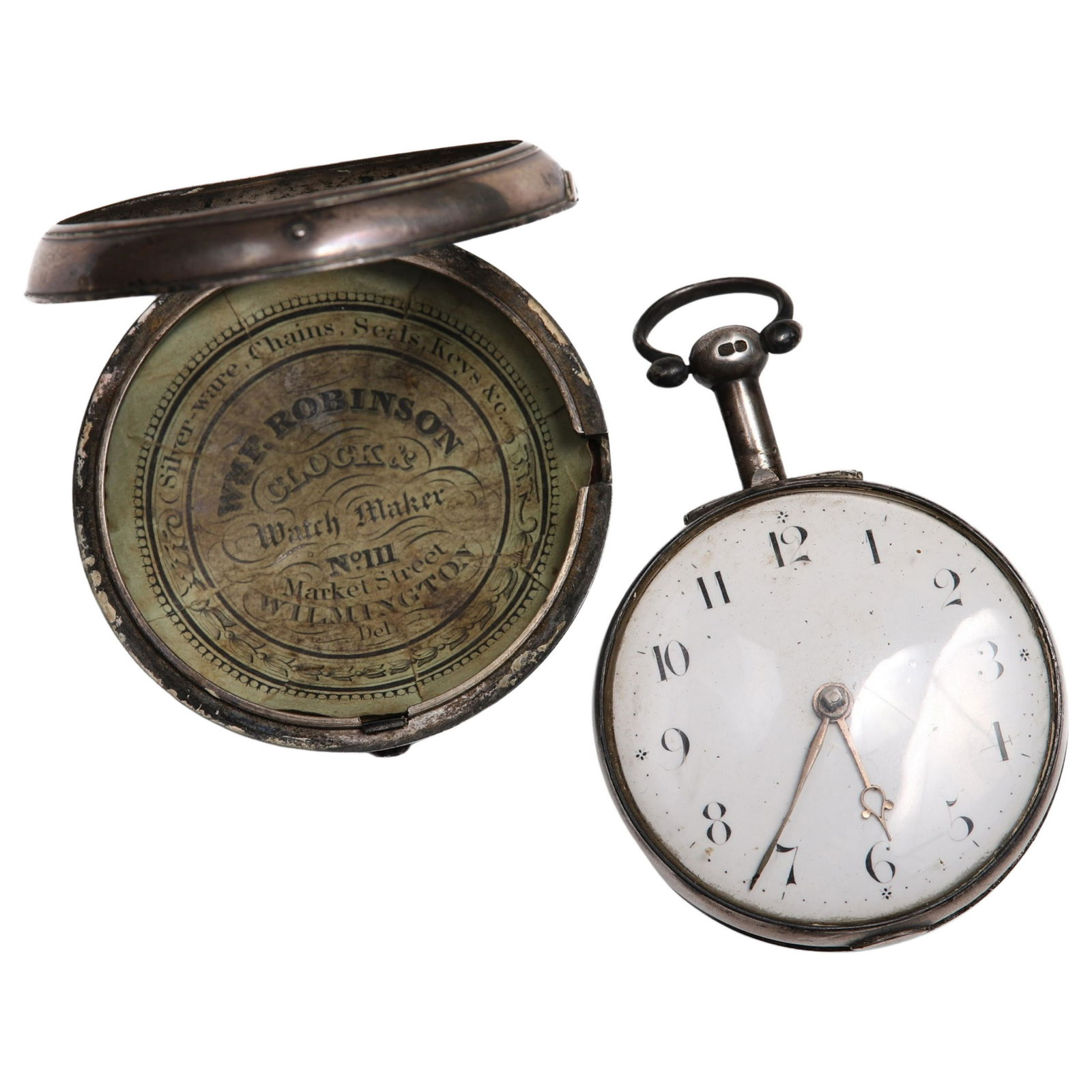 English Silver Pair Case Fusee Pocket Watch