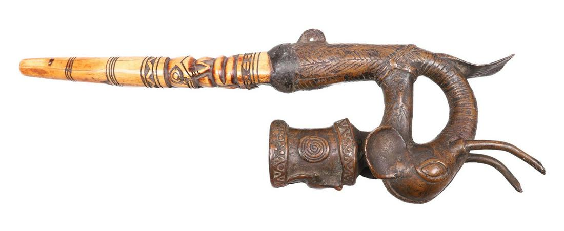 African Bone & Bronze Figural Pipe (#1794) on Jan 03, 2023 | William ...