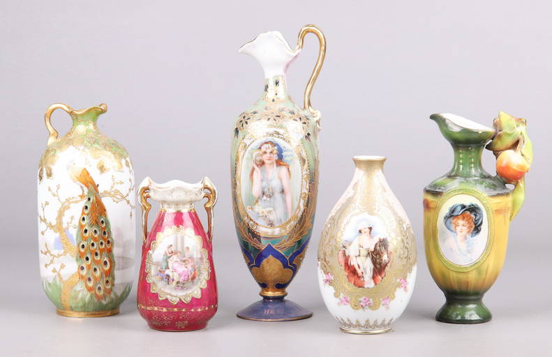 (5) Porcelain Portrait Vases
