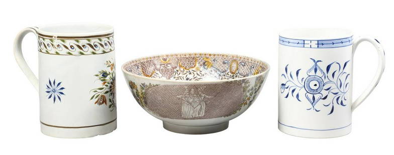 English Creamware Bowl And Tankard.