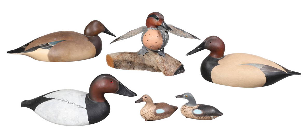 (6) Duck Decoys, Etc., Two By Robert Litzenberg