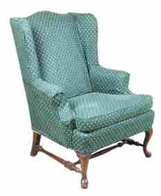 Queen Anne Style Upholstered Wing Back Chair