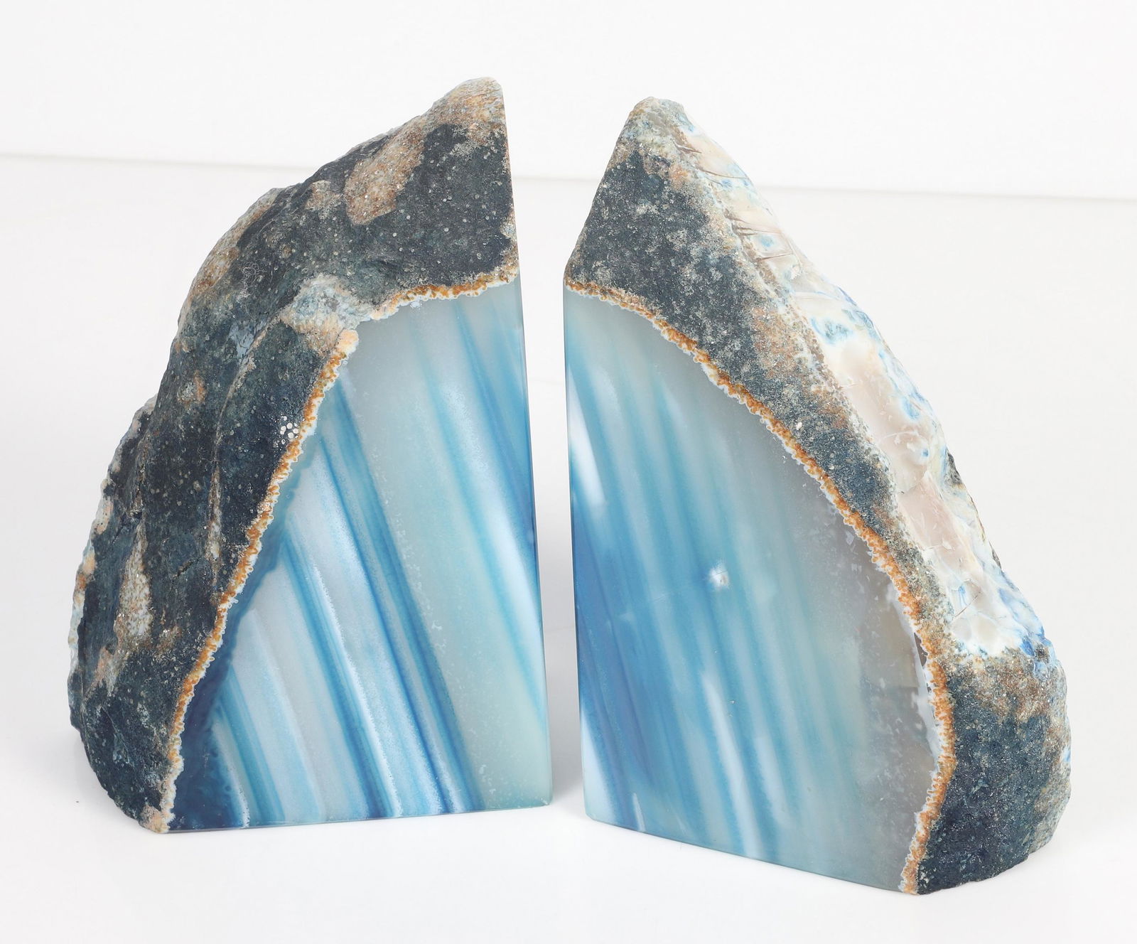 Pair Of Blue Agate Bookends