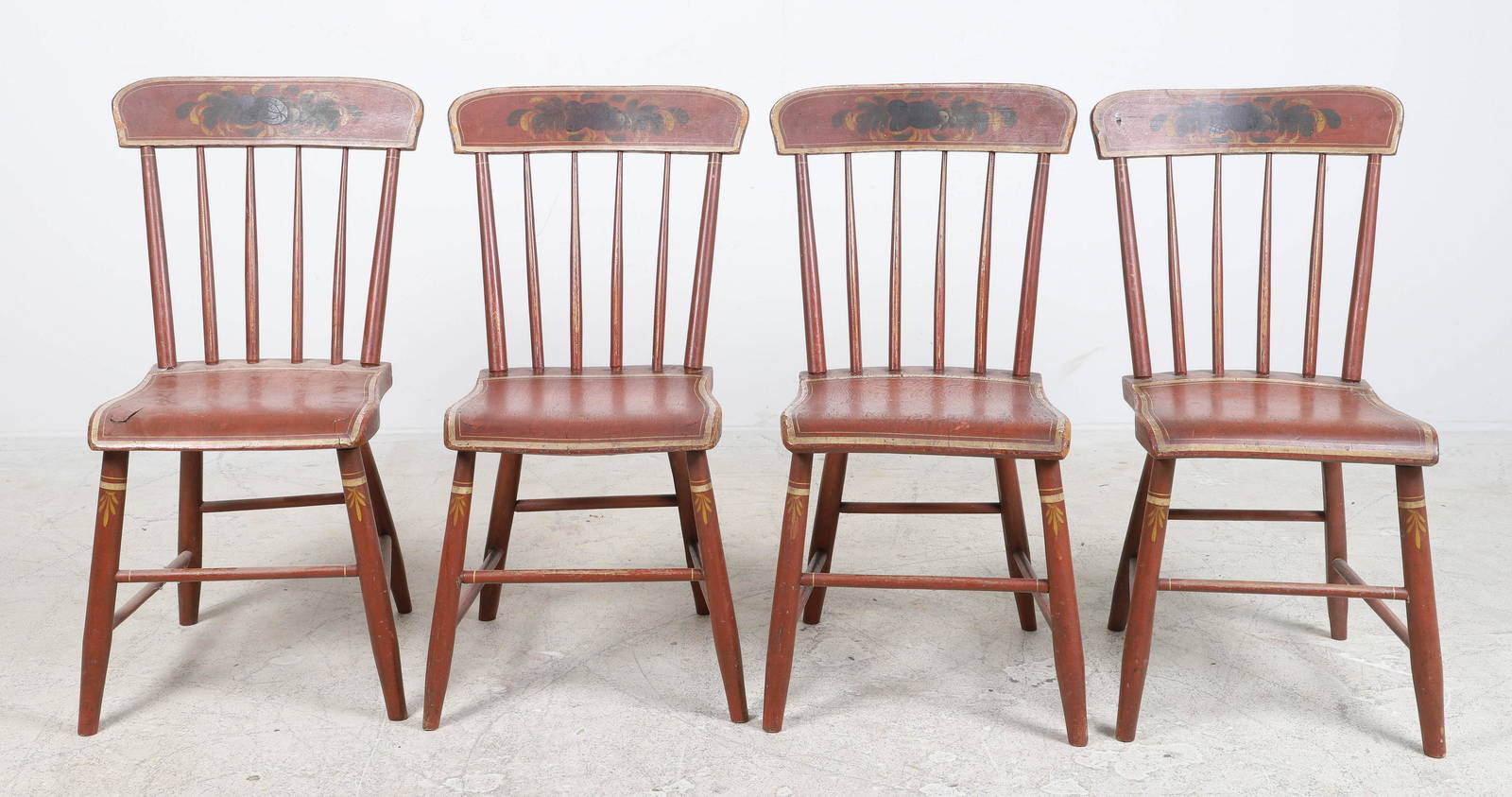 (4) Painted And Stenciled Side Chairs Auction