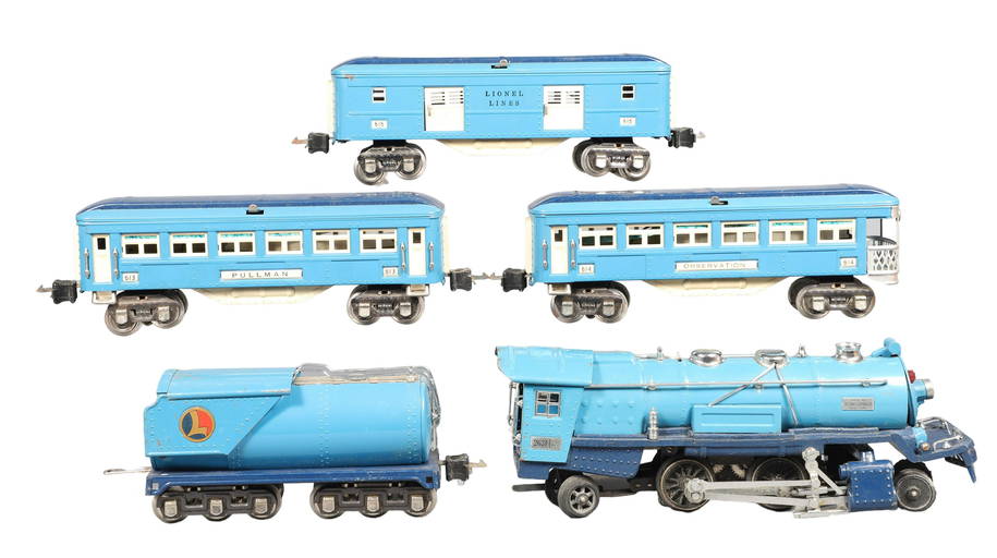 (5) O Gauge Prewar Lionel "blue Comet" Train Set