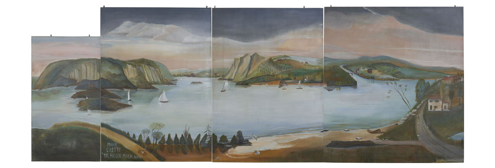 Marie Collette 4-panel Mural "the Hudson River North" Auction