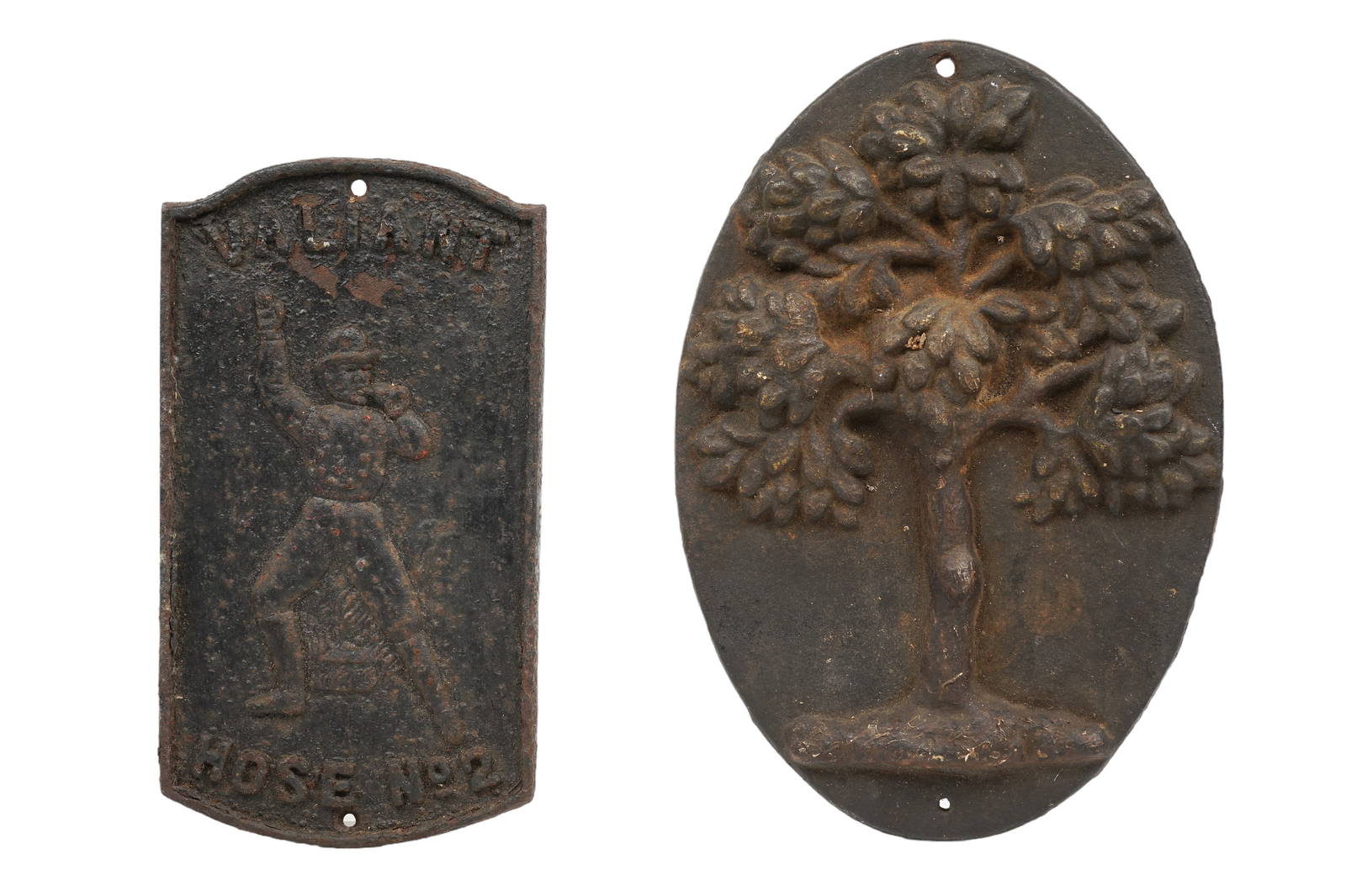 (2) Cast Iron Fire Marks Auction