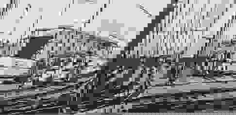 Patrick Kinsella Modernist Painting "trainyard" Auction