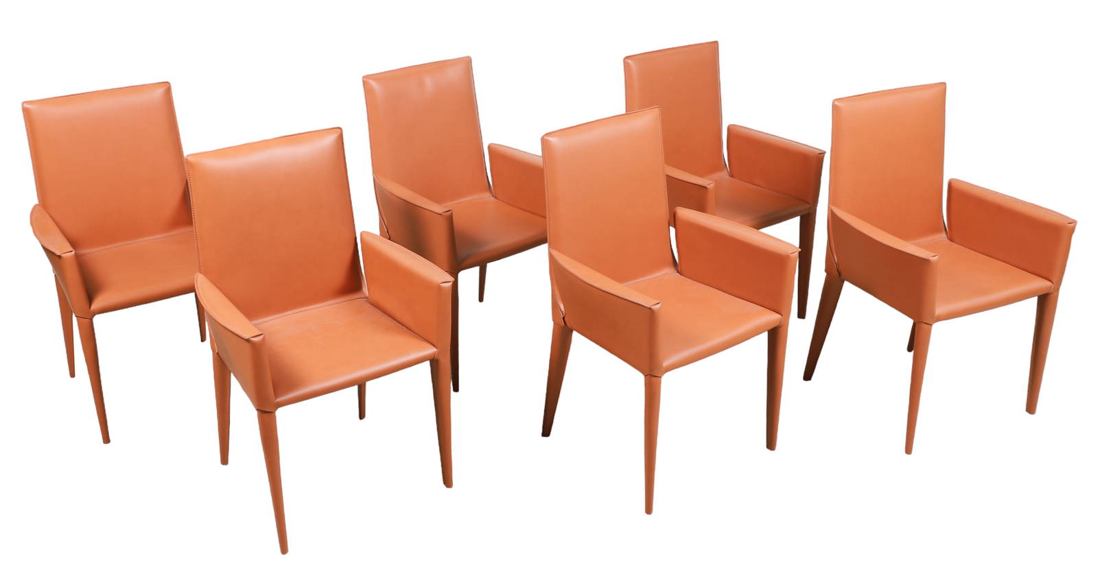 (6) Frag Italian Modern Leather Dining Chairs Auction