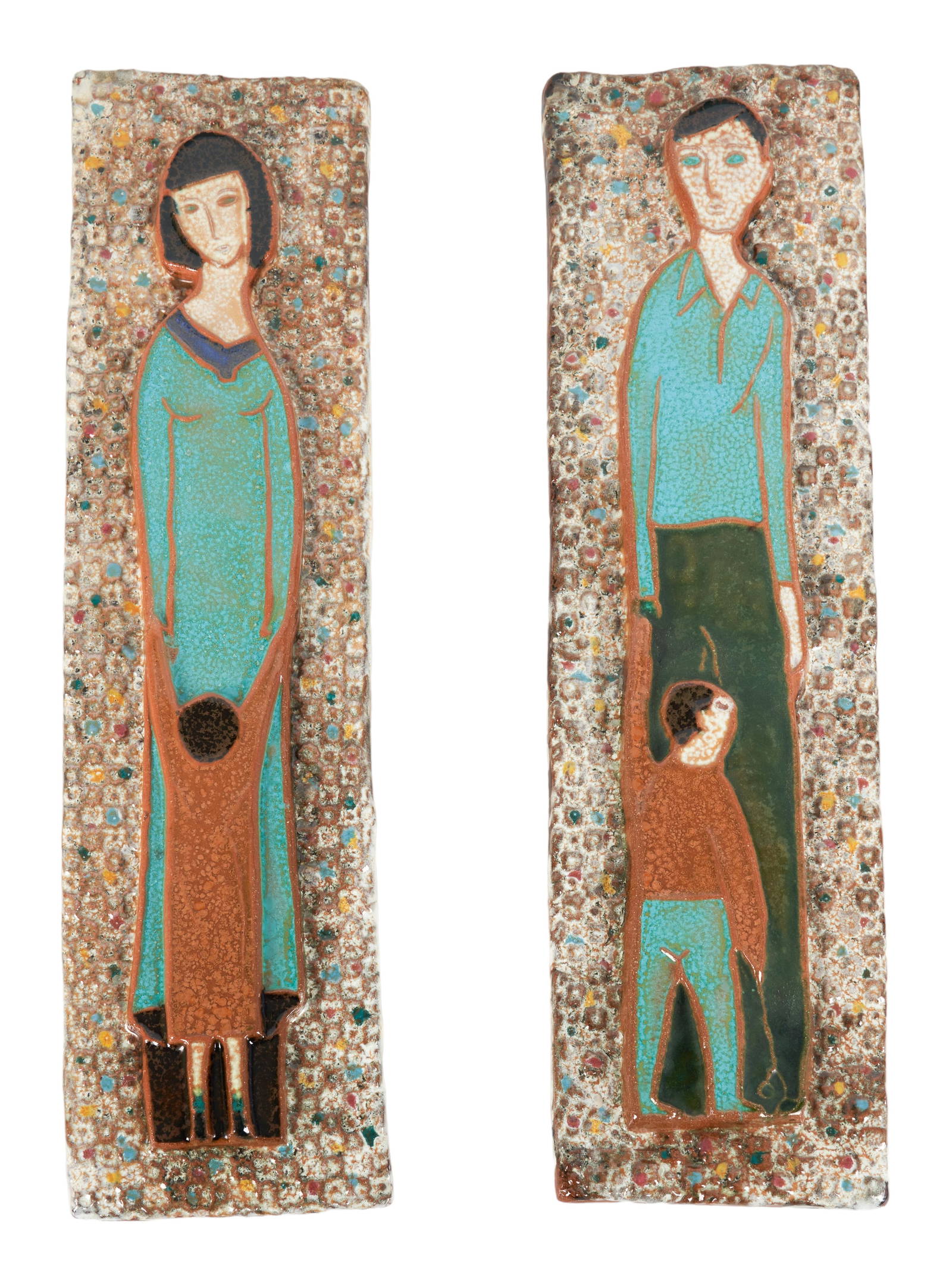 (2) Harris Strong Figural Tile Panels Auction