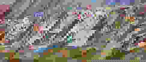 Edward Loper Jr Panoramic Cityscape Painting Auction