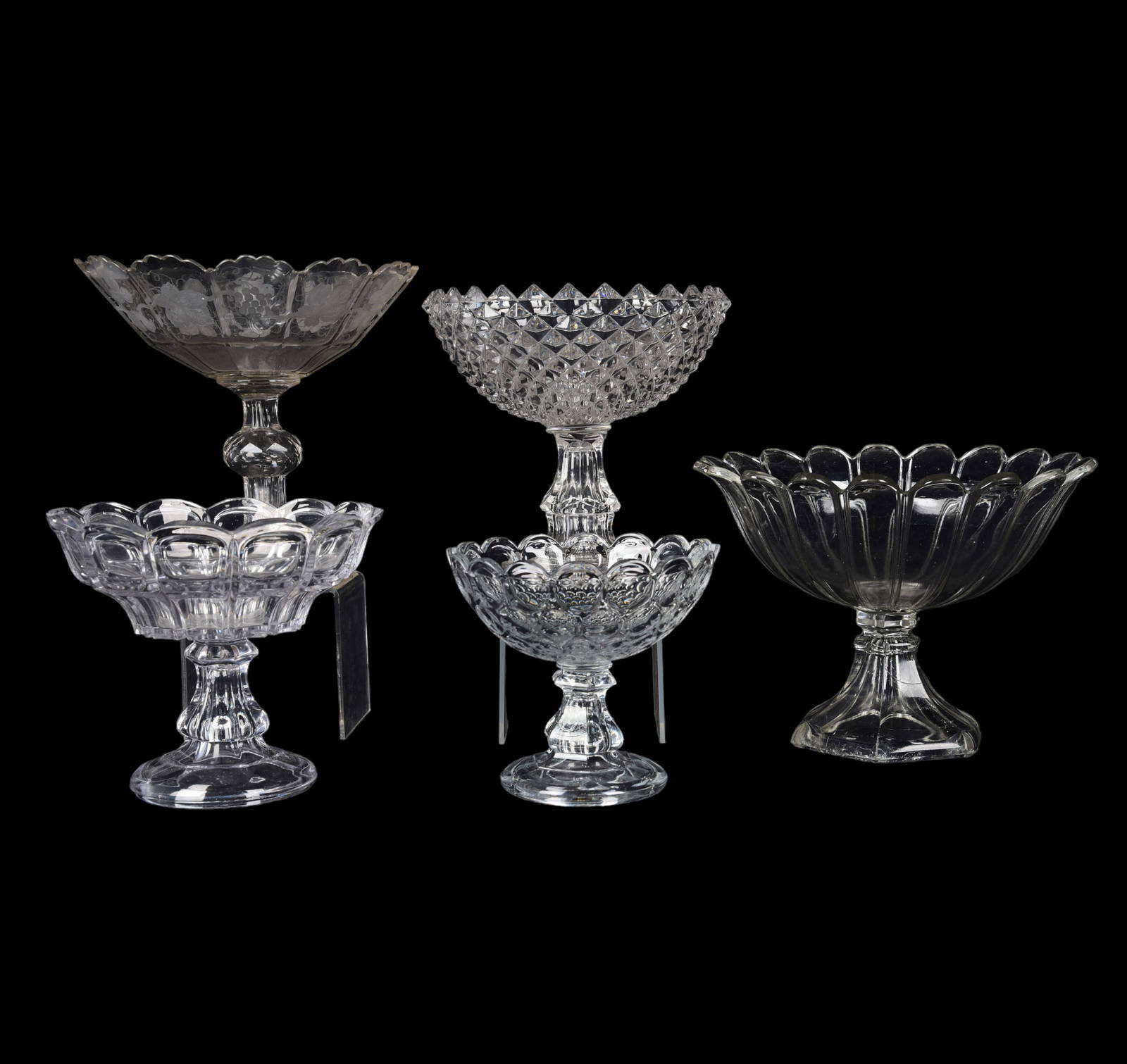 (5) Flint Glass Compotes Auction