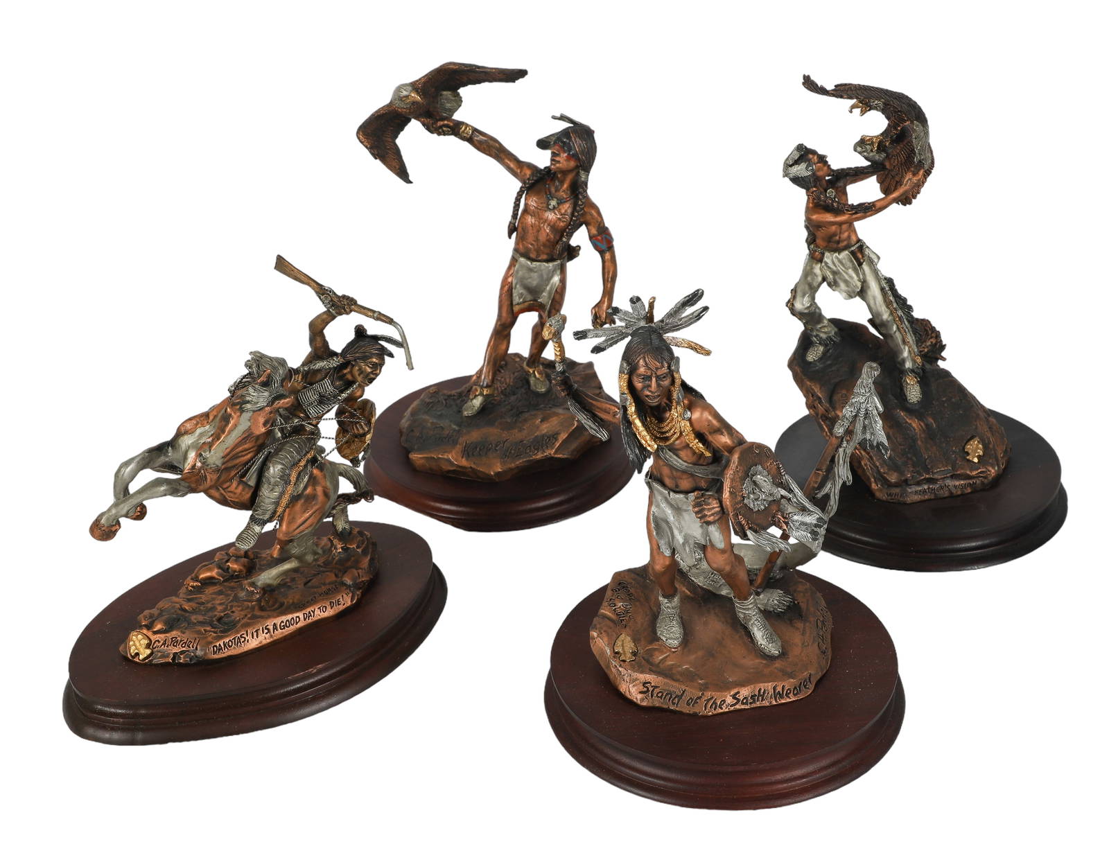 (4) Ca Pardell Legends Native American Sculptures Auction