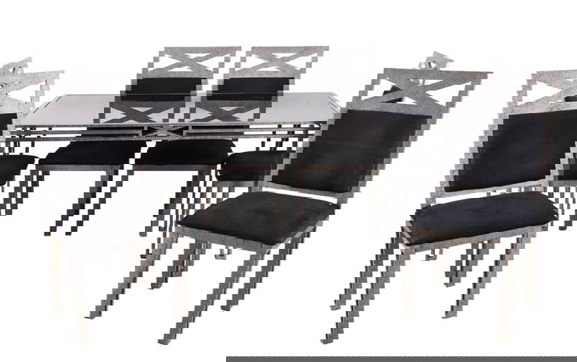 (7) Pc Deco Style Painted Metal Dining Set