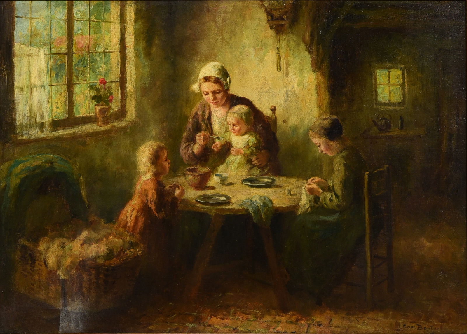 Cornelius Bouter "mother Feeding Children" Auction