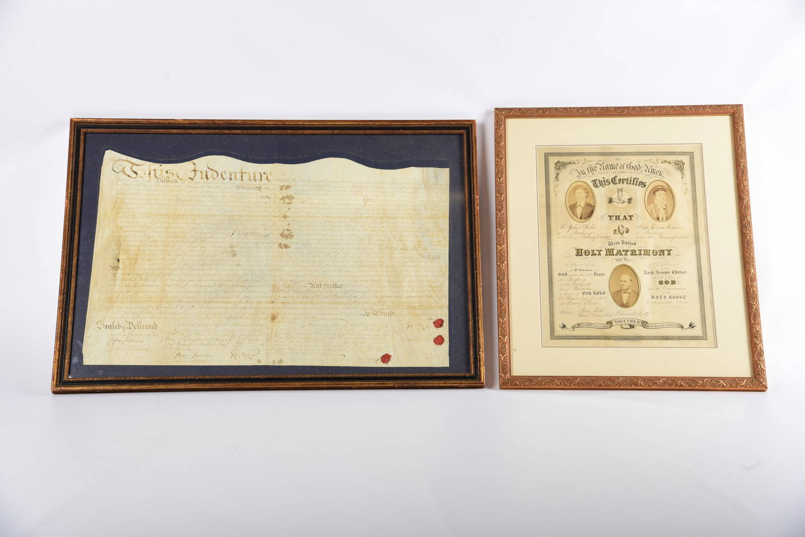 Pa Indenture And Reading Wedding Certificate Auction