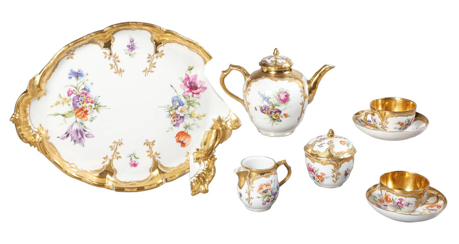 (8) Pc 19th C Kpm Tea Set Auction