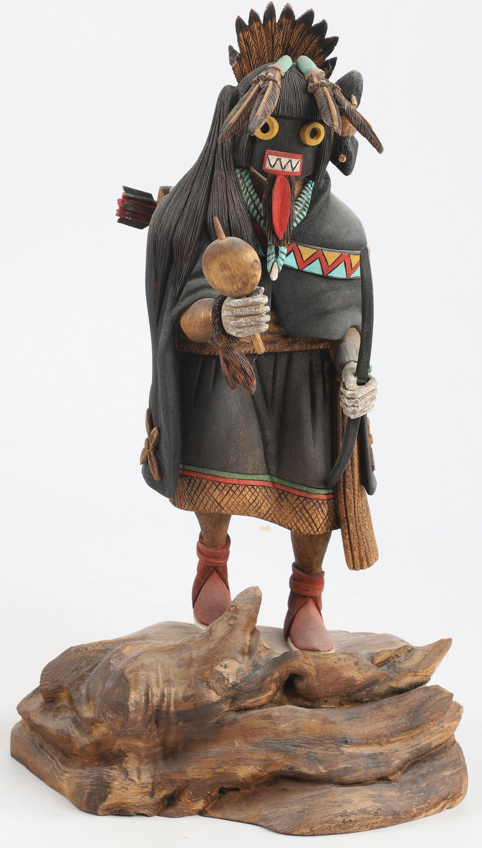 Tino Youvella Hopi Warrior Maiden Kachina Carving Auction