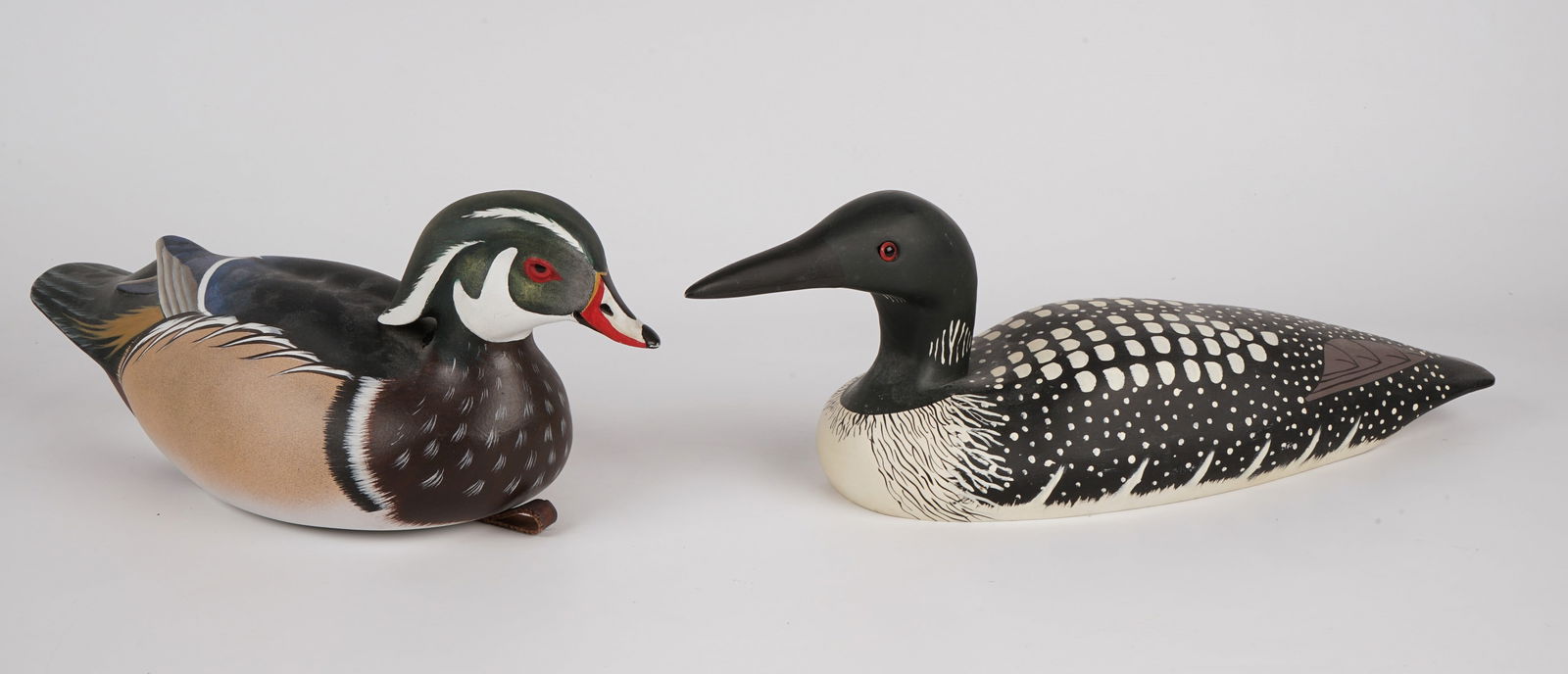 (2) Hand Painted Duck Decoys Auction