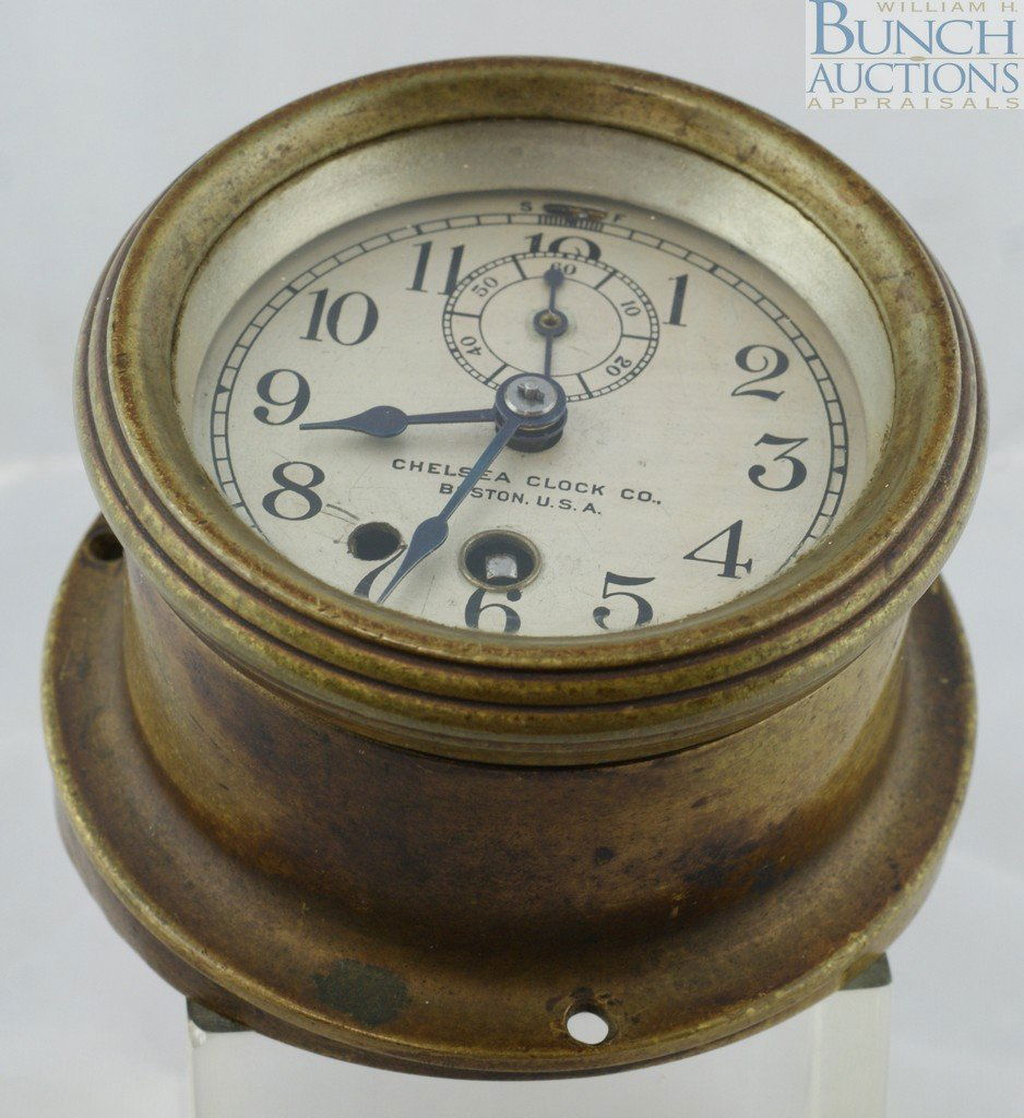 10301: Chelsea auto clock, round brass case, 2 3/4" dia