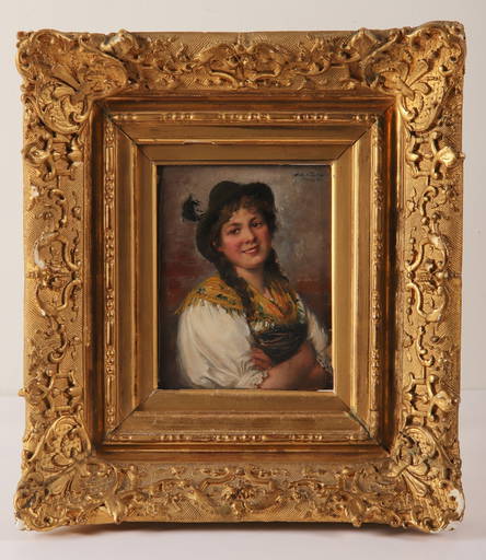 19th C Continental Painting Of A Tyrolean Girl