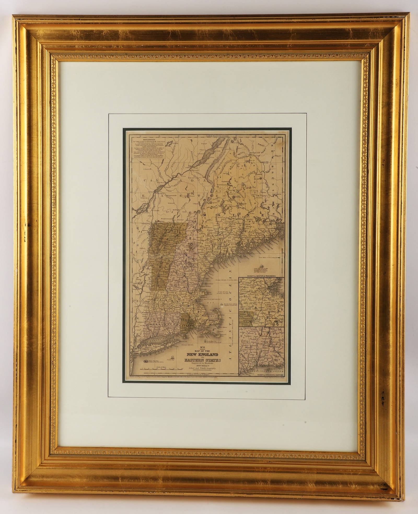 A Framed 1844 Mitchell Map Of New England Auction
