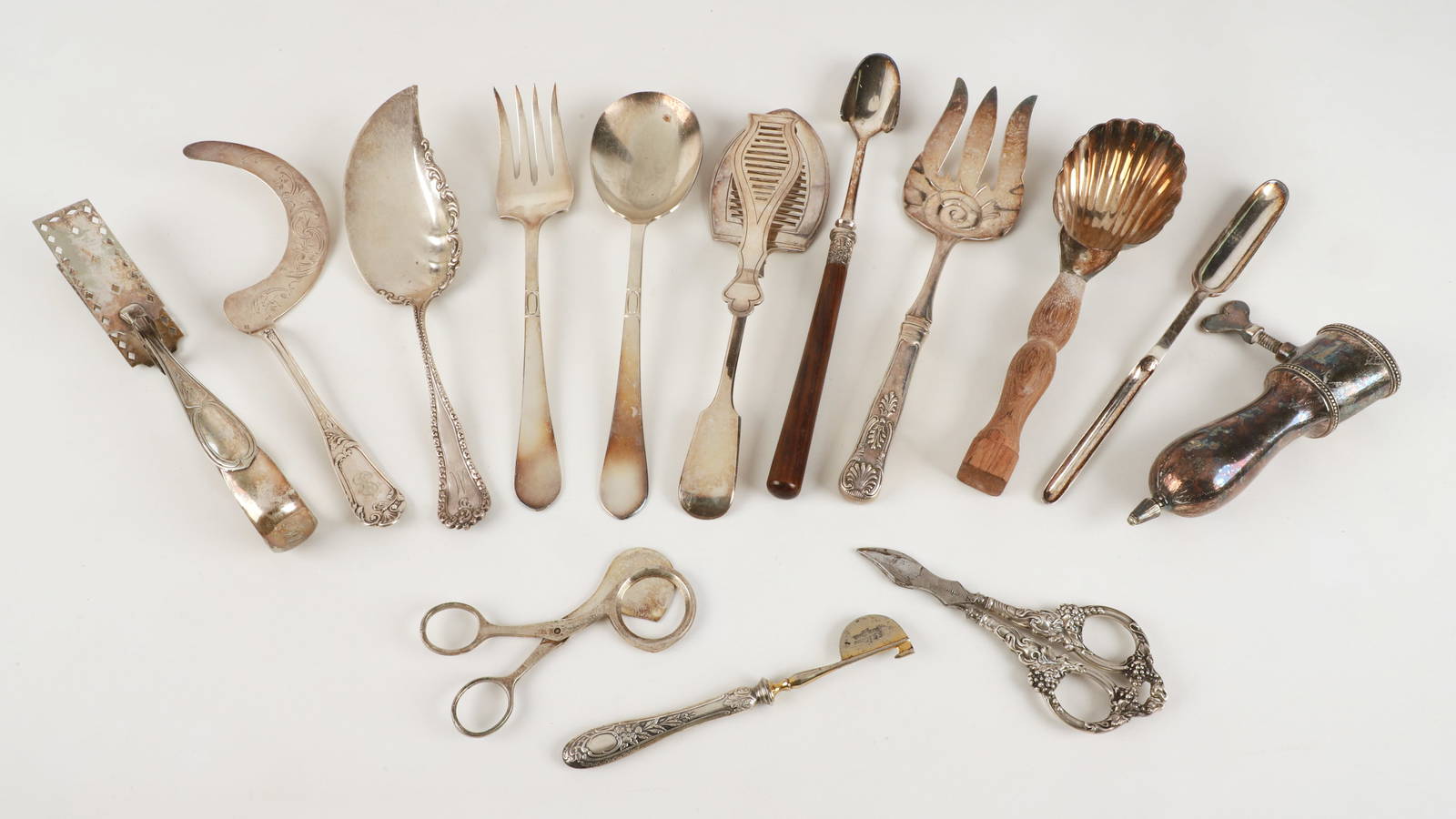 Large Lot Of Silver Plate Kitchen Utensils Auction