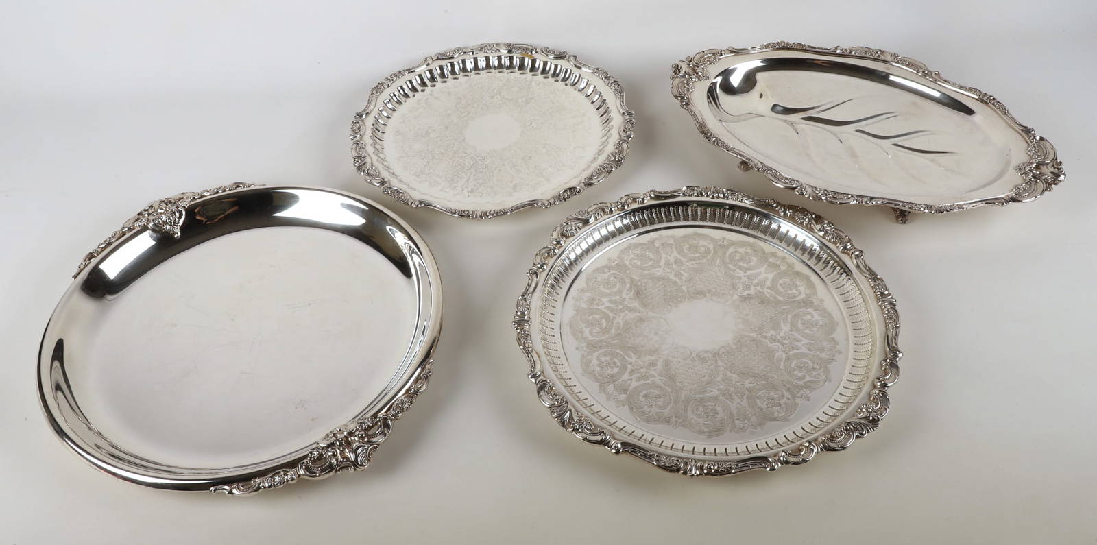 (4) Wallace Baroque Silver Plate Trays Auction