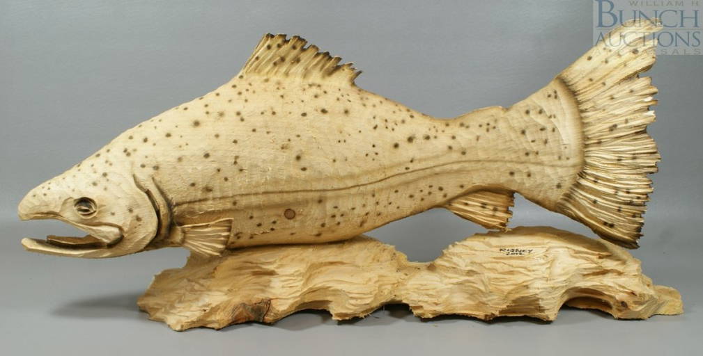 Ben Risney, Chainsaw Carved Fish, Signed "risney