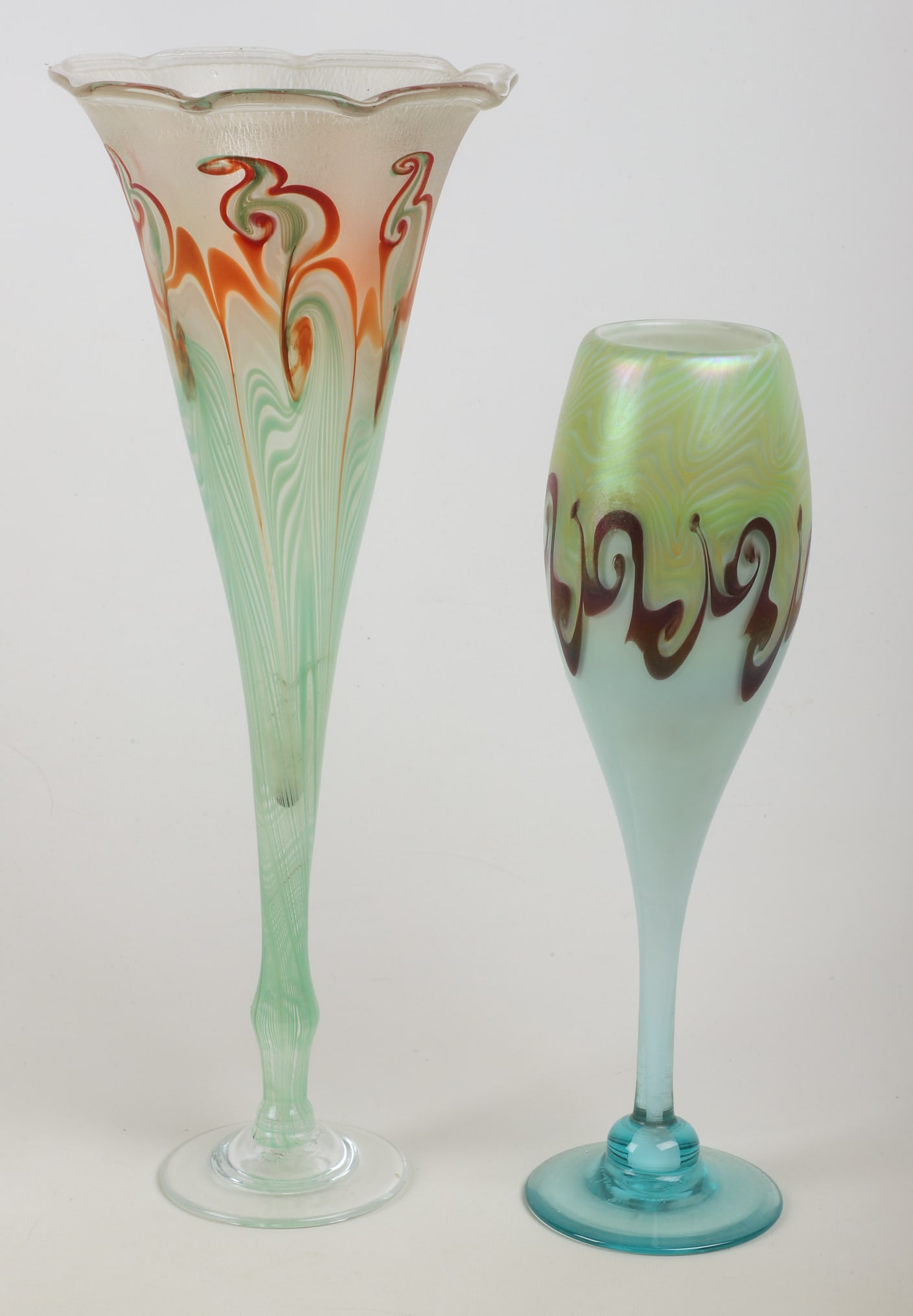 (2) Vandermark Art Glass Vases Auction