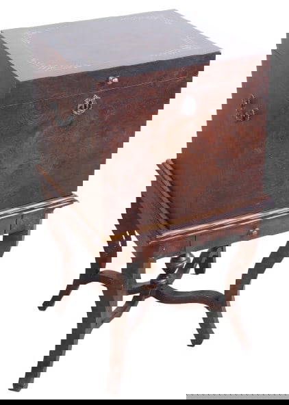 Contemporary Burl Finished Box On Stand Auction