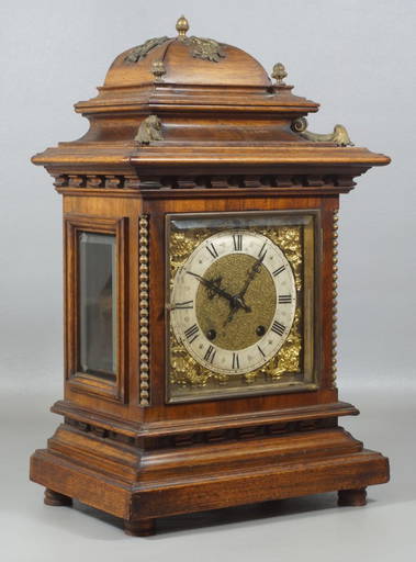 German Oak Bronze Mounted Bracket Clock, Marked Rsm On