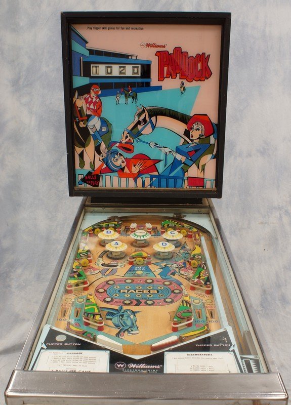 Williams Paddock Pinball Machine, 70" h, 23" w, 54-1/2" - Dec 11, 2013 ...