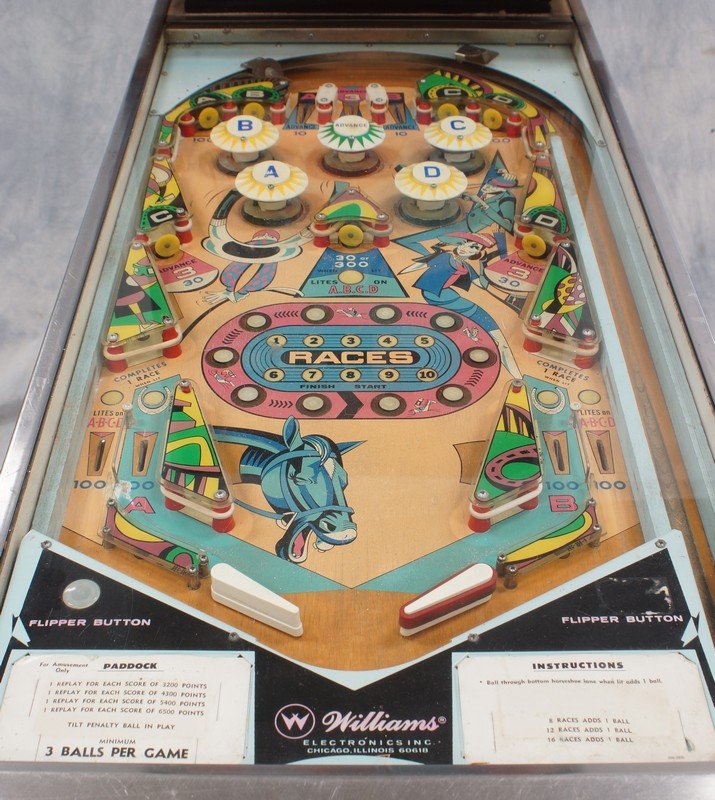 Williams Paddock Pinball Machine, 70" h, 23" w, 54-1/2" - Dec 11, 2013 ...