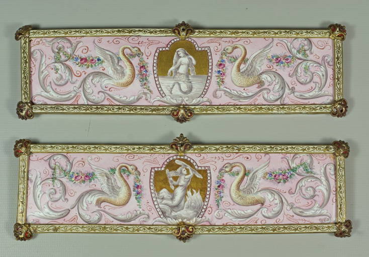 Pair Of Viennese Enameled Plaques, Central Medallion