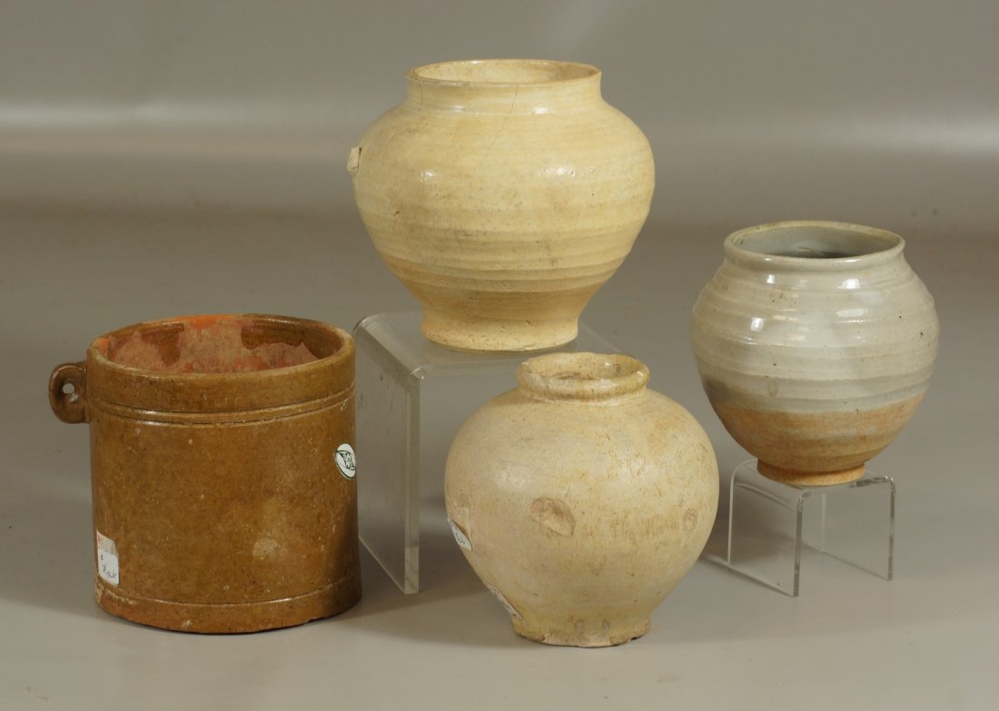 4 Early Chinese Pottery Jars, Song & Tang Styles,