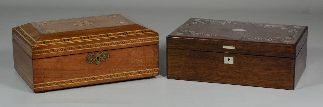 Two English Inlaid Wooden Boxes: Fine Rosewood Box