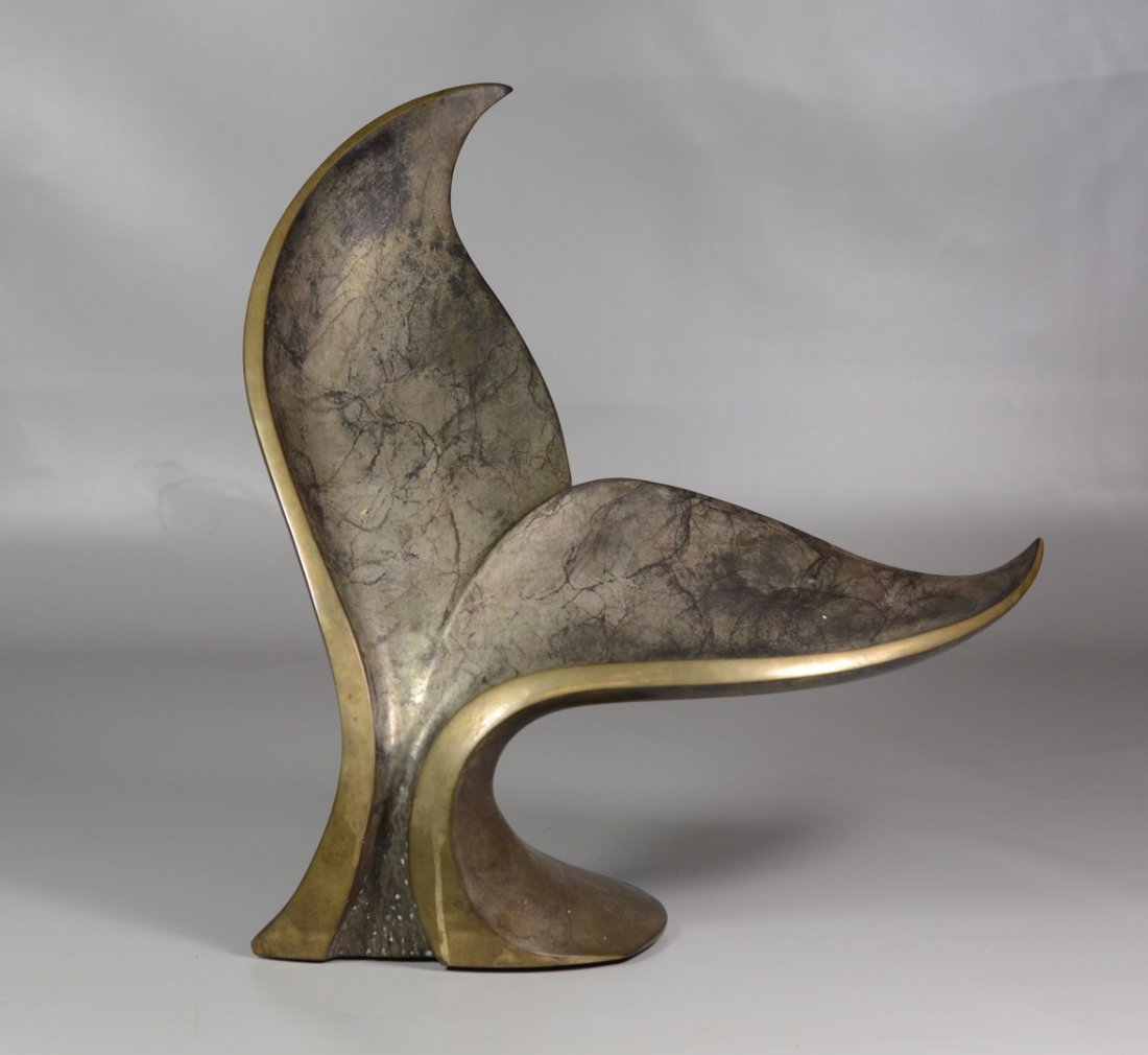 Richard Stiers, American, 20th c, bronze whale tail,
