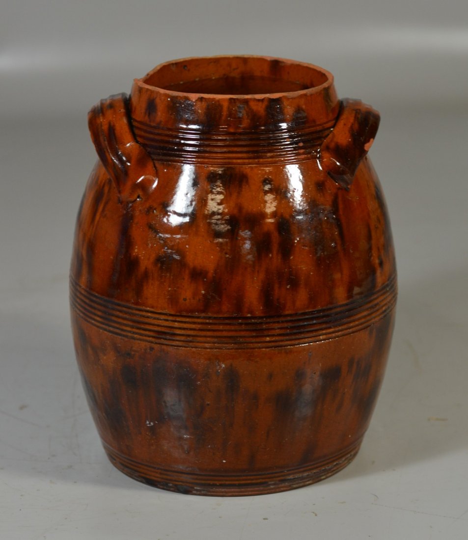 Vickers Redware Pottery Jar, mottled manganese