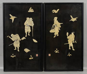 Pair Of Japanese Ranma Transom Panels