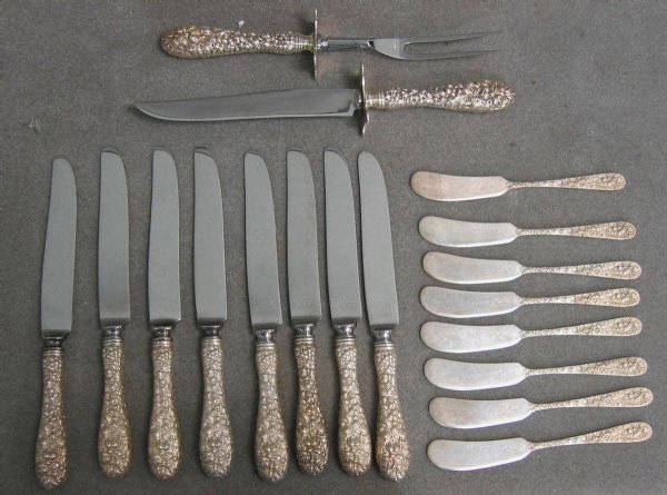 18 Pcs Steiff Rose Sterling Silver Flatware