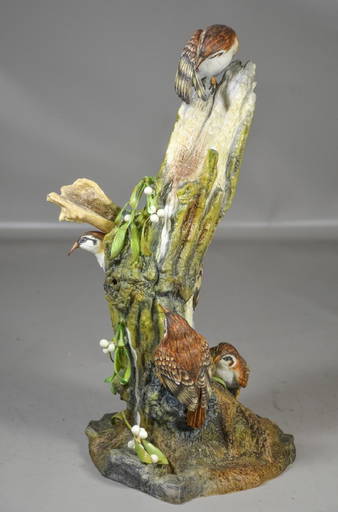 Boehm Porcelain Bird Group Figurine, 5 Brown Birds