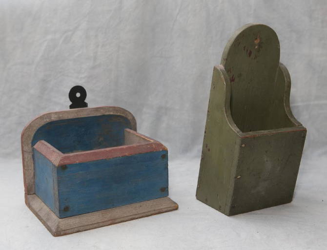 Primitive Pine Pipe Box With Olive Green Paint, Nailed