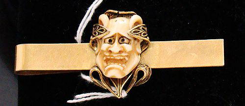12kt G.p. Vintage Ivory Devil Tie Bar
