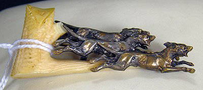 Sterling Silver And Ivory Fox Hunt Pin 1920's