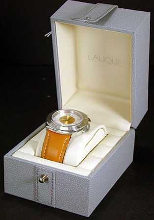 307: LALIQUE WATCH MASCOT ALL ORIGINAL BOX AND PAPERS