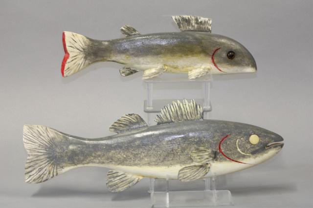 2 George Aho Fish Spearing Decoys, Rapid City, Mi, 16"l