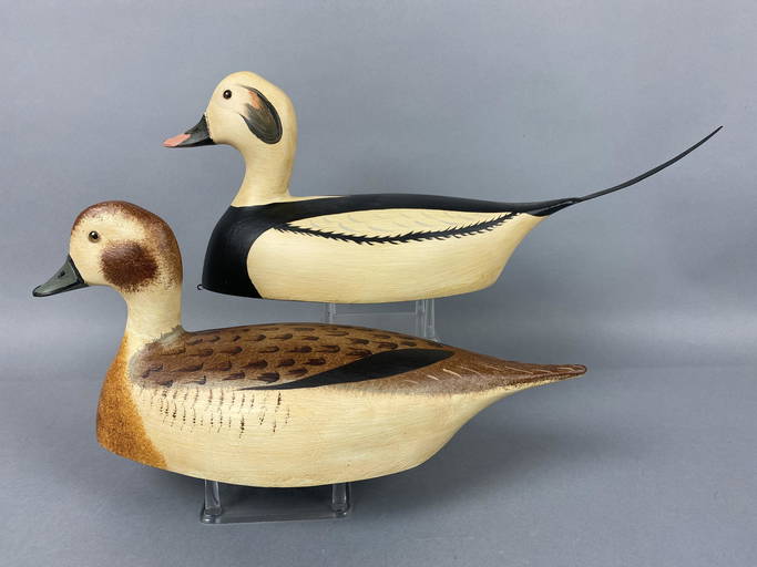 Jim Slack Pair Of Old Squaw Duck Decoys, Pekin, Il,