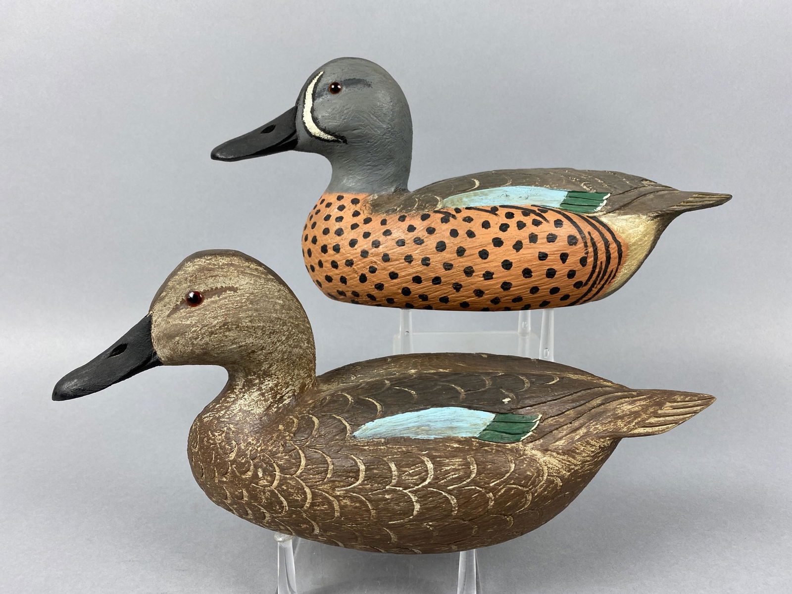 Wragg & Burrell Pair Of Blue Winged Teal Duck Decoys,